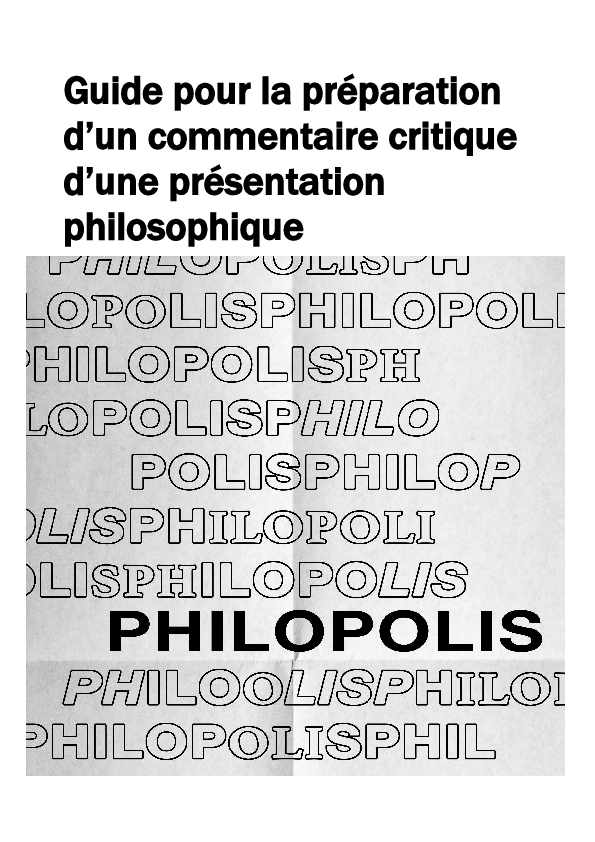 (PDF) Guide pour la préparation d'un commentaire critique d'une ...