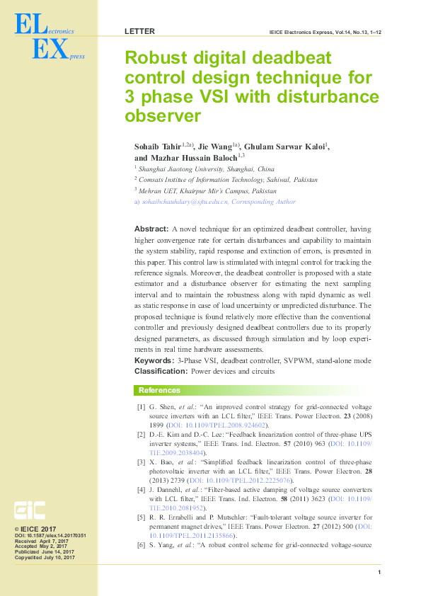 Robust digital deadbeat control design technique for 3 phase VSI with ...