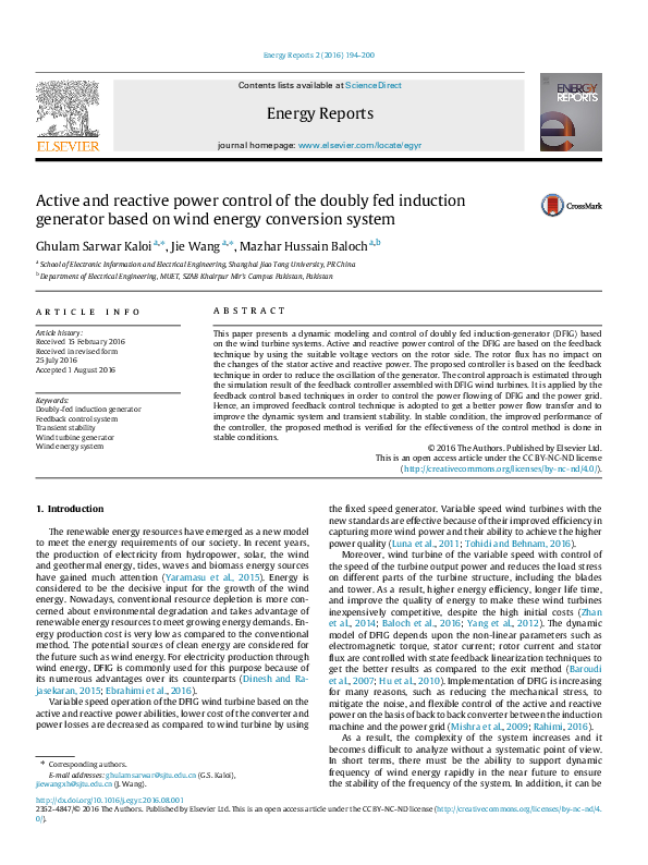 Pdf Active And Reactive Power Control Of The Doubly Fed Induction