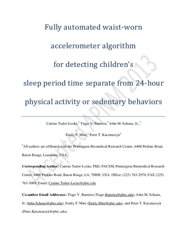 (PDF) Fully automated waist-worn accelerometer algorithm for detecting children’s sleep-period ...