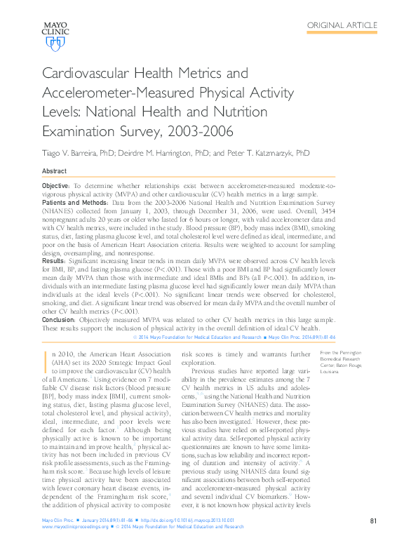 (PDF) Cardiovascular Health Metrics and Accelerometer-Measured Physical ...