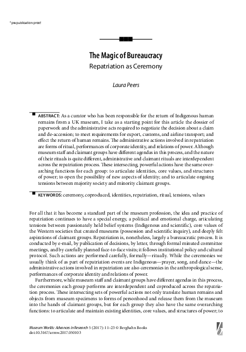 (PDF) The Magic of Bureaucracy Repatriation as Ceremony