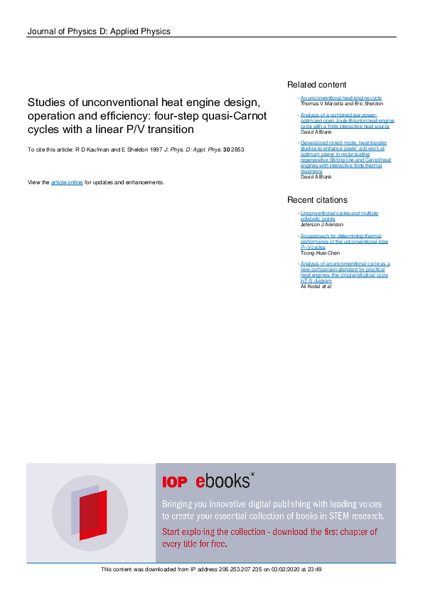 (PDF) Studies of unconventional heat engine design, operation and ...