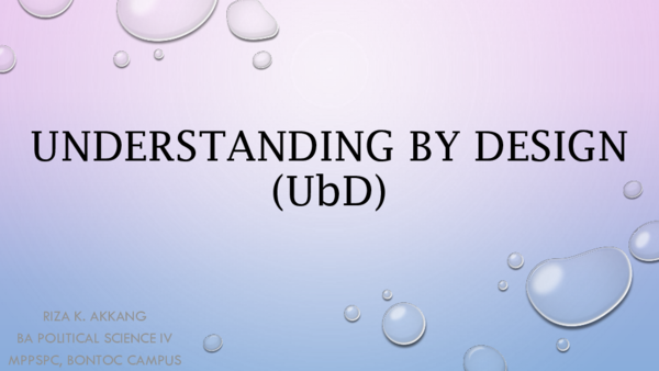 (PPT) Understanding by design (UbD)