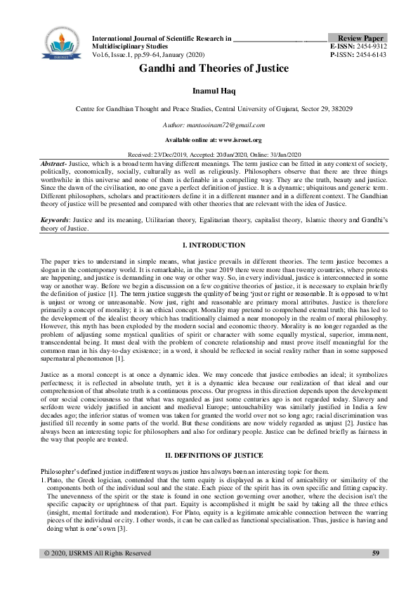 (PDF) Gandhi and Theories of Justice