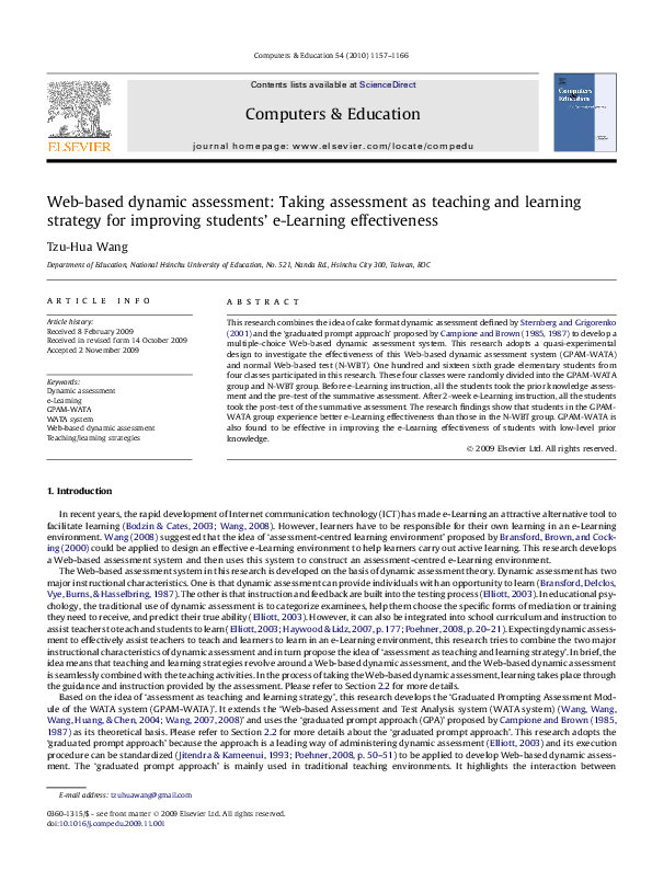 (PDF) Web-based dynamic assessment: Taking assessment as teaching and ...