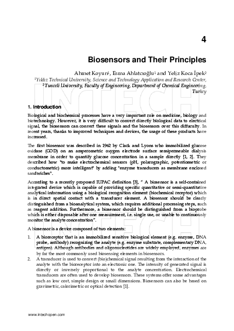 (PDF) 4 Biosensors and Their Principles