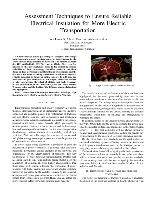 (PDF) Assessment Techniques to Ensure Reliable Electrical Insulation ...