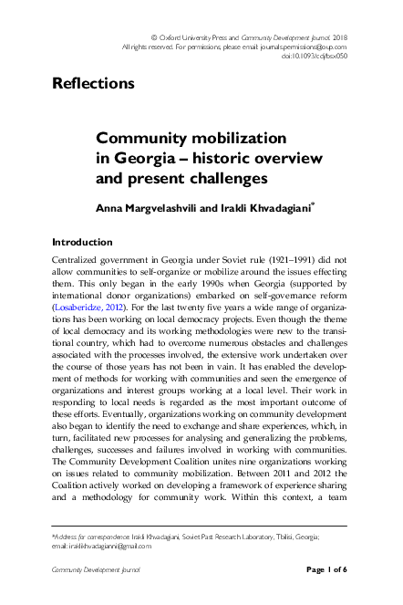 (PDF) Community mobilization in Georgia -historic overview and present ...
