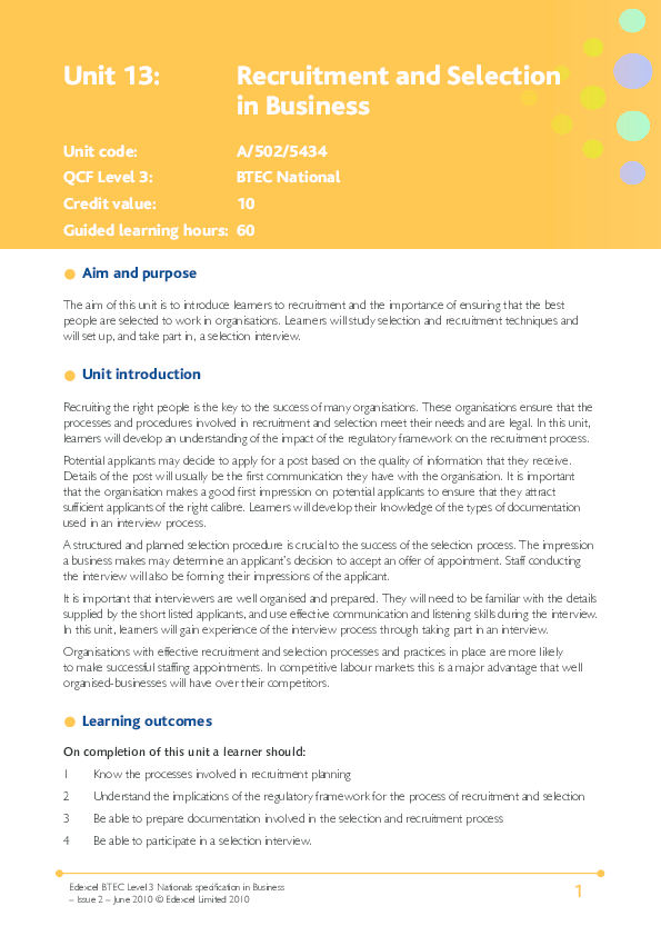 (PDF) Edexcel BTEC Level 3 Nationals specification in Business