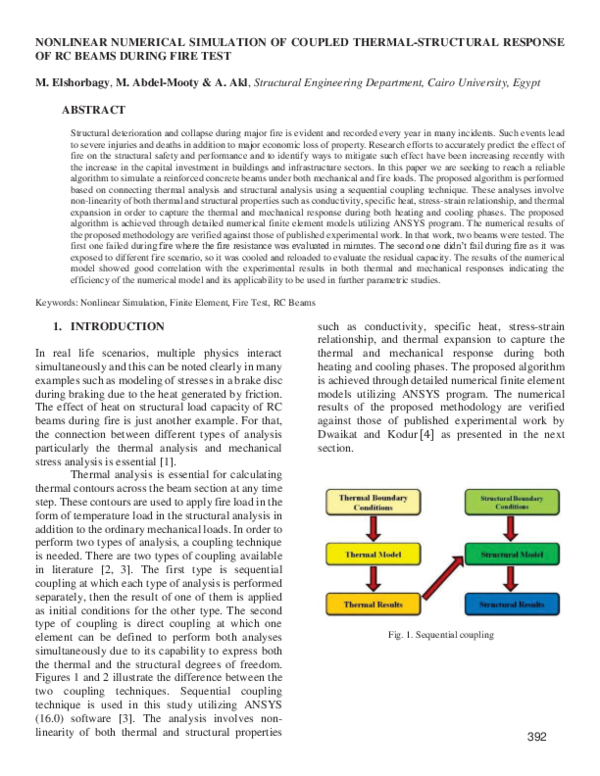(PDF) NONLINEAR NUMERICAL SIMULATION OF COUPLED THERMAL-STRUCTURAL RESPONSE OF RC BEAMS DURING ...