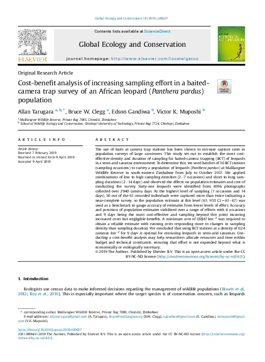 (PDF) Cost-benefit analysis of increasing sampling effort in a baited ...
