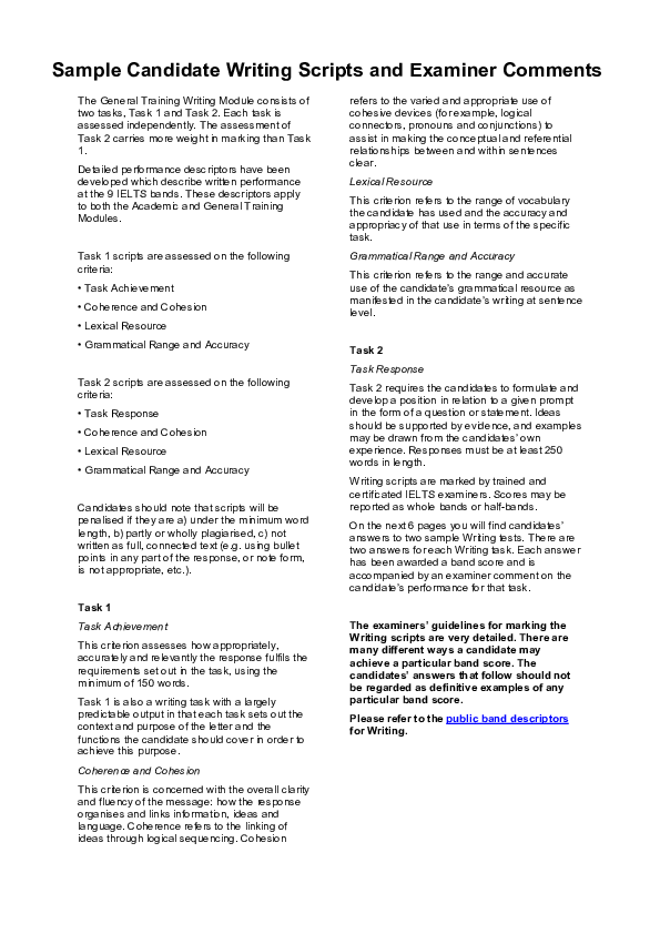 (PDF) Sample Candidate Writing Scripts and Examiner Comments