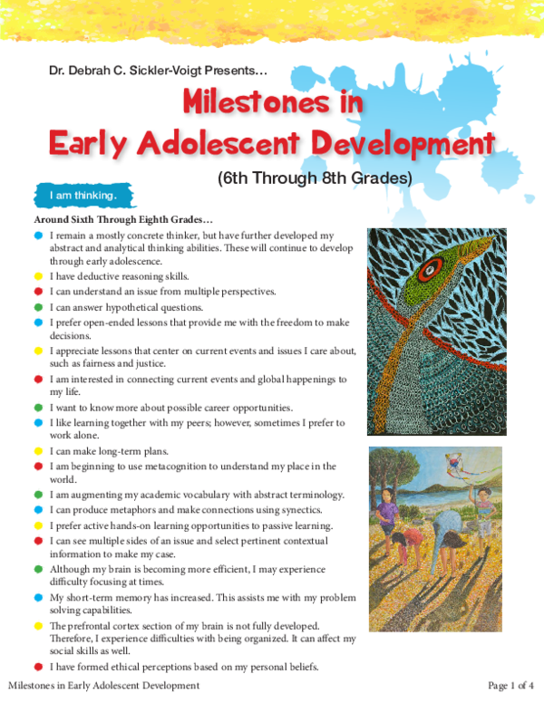 (PDF) Milestones in Early Adolescent Development