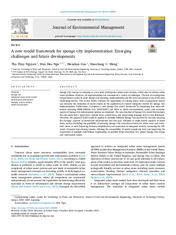 (PDF) A new model framework for sponge city implementation: Emerging ...