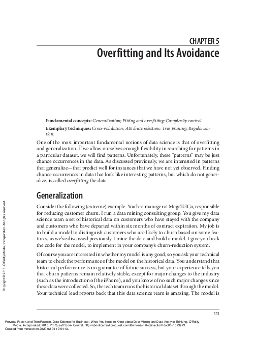 (PDF) Overfitting and Its Avoidance
