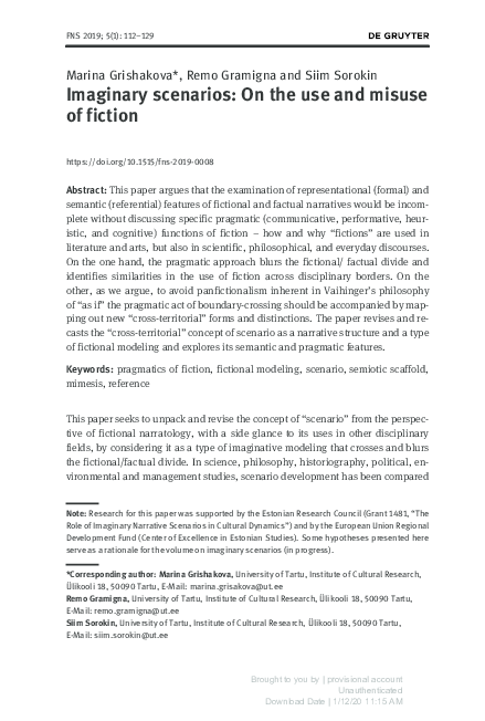 (PDF) Imaginary scenarios: On the use and misuse of fiction