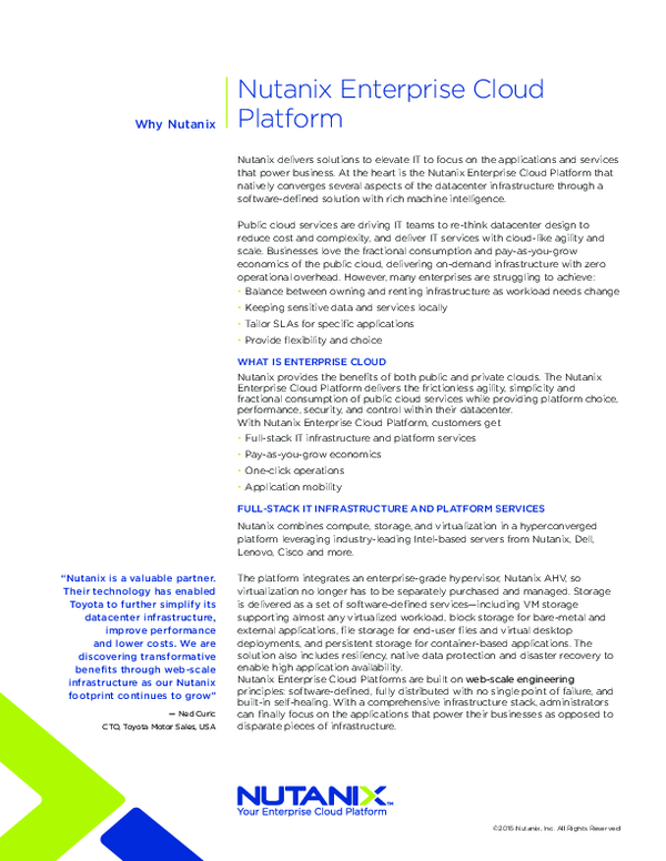 (PDF) Nutanix Enterprise Cloud Platform