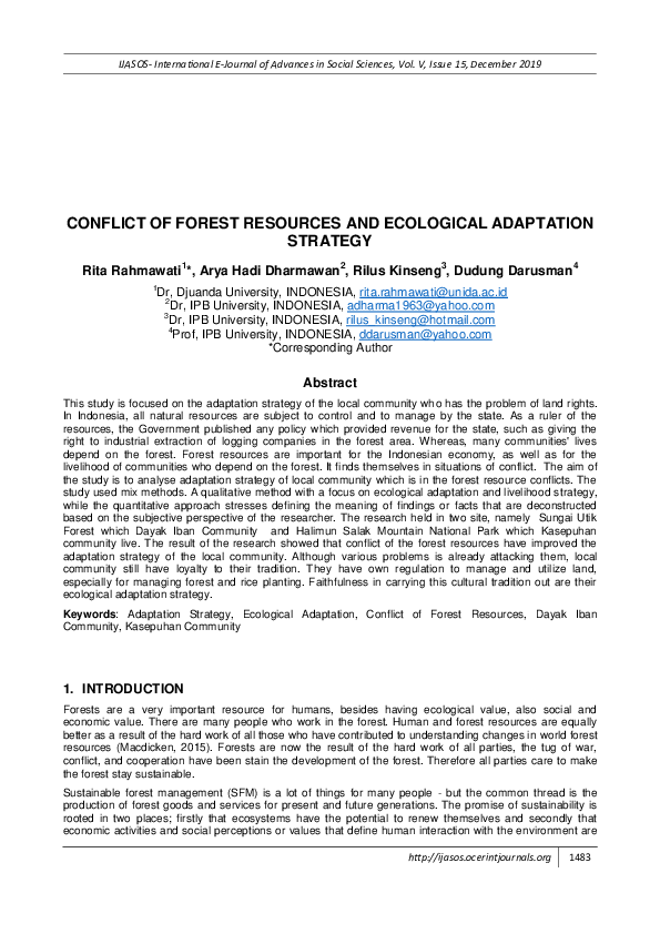 (PDF) CONFLICT OF FOREST RESOURCES AND ECOLOGICAL ADAPTATION STRATEGY