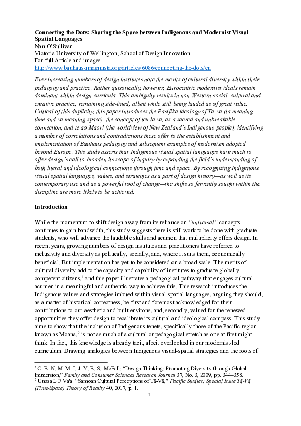 (PDF) Connecting the Dots: Sharing the Space between Indigenous and Modernist Visual Spatial ...