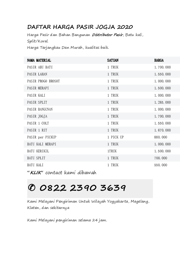 PDF DAFTAR HARGA PASIR JOGJA 2020 Harga Tegel Keramik Academia edu PDF DAFTAR HARGA PASIR JOGJA 2020 Harga Tegel Keramik Academia edu