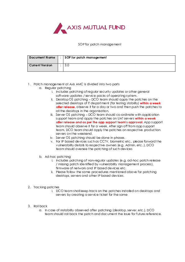 (DOC) SOP for patch management