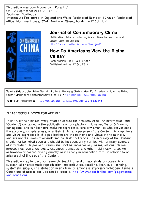 (PDF) How Do Americans View the Rising China?