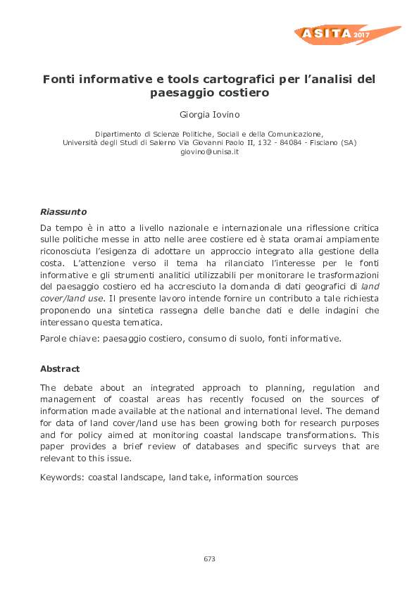 (PDF) Fonti informative e tools cartografici per l'analisi del paesaggio costiero