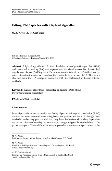 Pdf Fitting Pac Spectra With A Hybrid Algorithm