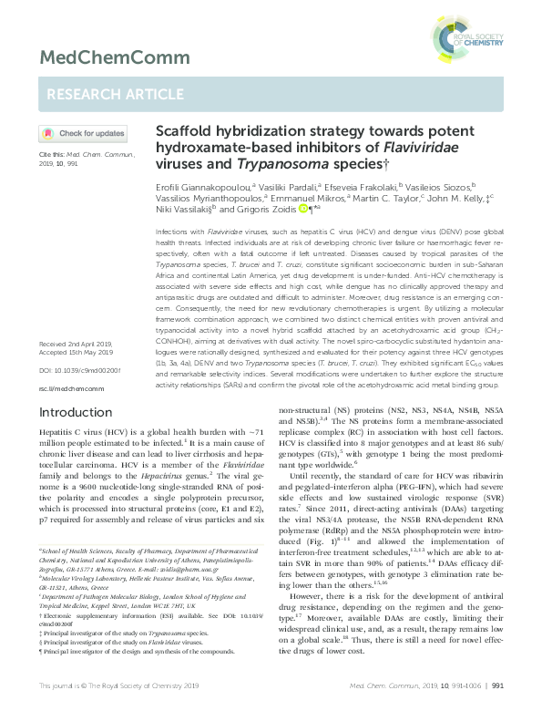 (PDF) MedChemComm Scaffold hybridization strategy towards potent hydroxamate-based inhibitors of ...