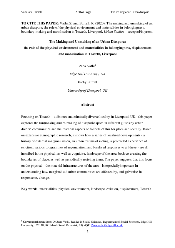 (DOC) The making and unmaking of an urban diaspora: the role of the ...