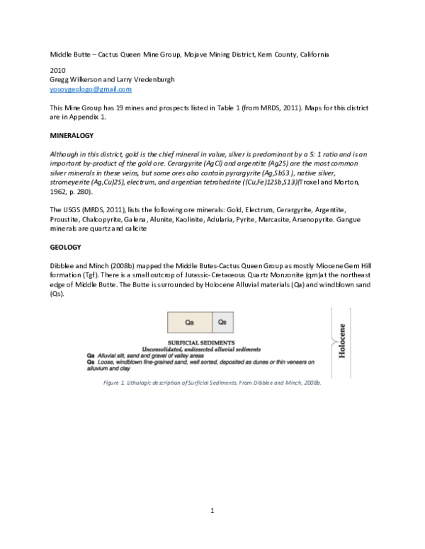 (PDF) Middle Butte – Cactus Queen Mine Group, Mojave Mining District ...