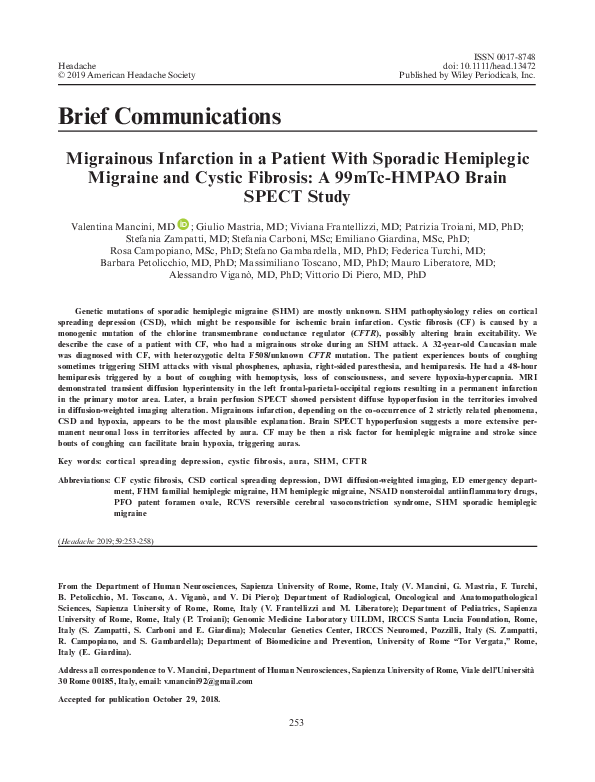 (PDF) Migrainous Infarction in a Patient With Sporadic Hemiplegic ...