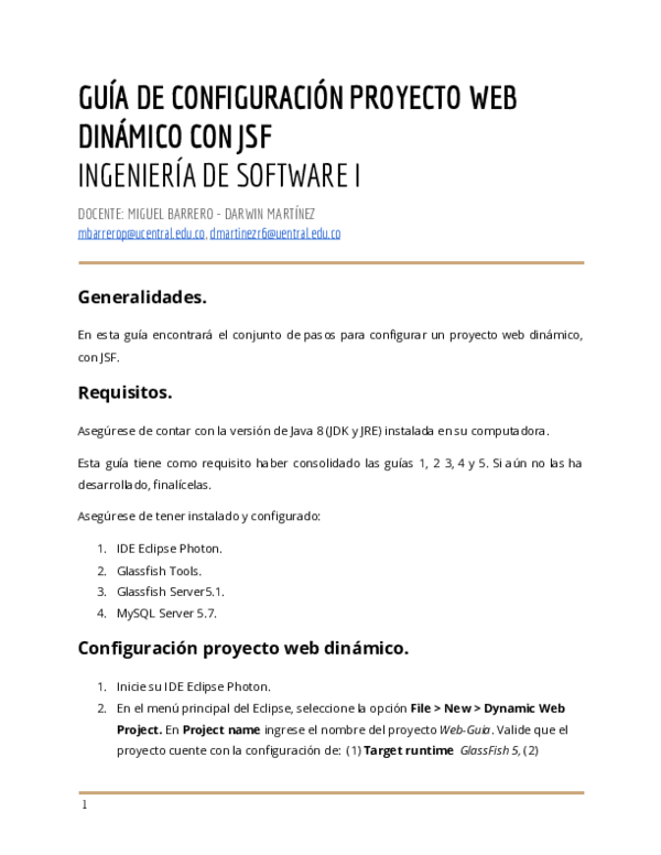 (PDF) GUÍA DE CONFIGURACIÓN PROYECTO WEB DINÁMICO CON JSF INGENIERÍA DE ...