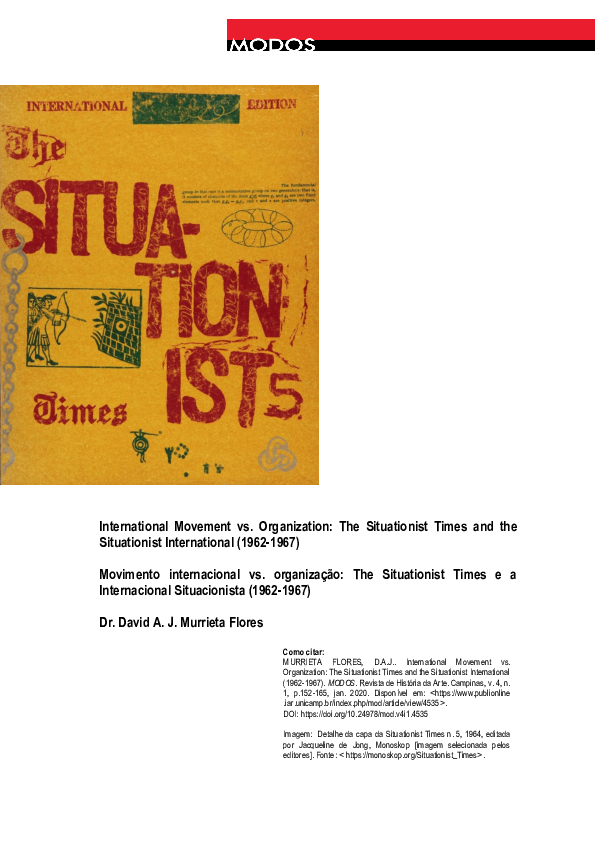(PDF) International Movement vs. Organization: The Situationist Times ...