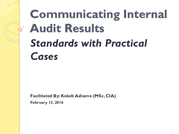 (PPT) Communicating Internal Audit Results