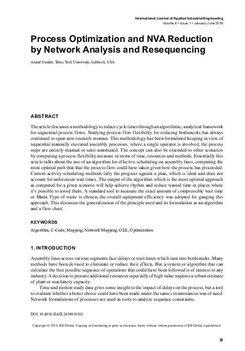(PDF) Process Optimization and NVA Reduction by Network Analysis and ...