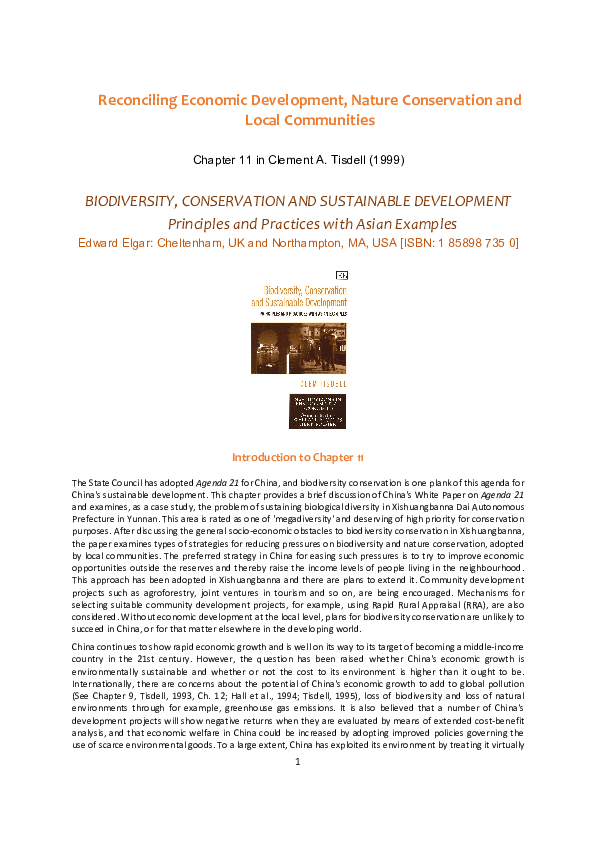 (PDF) Reconciling Economic Development, Nature Conservation and Local Communities - Summary of ...