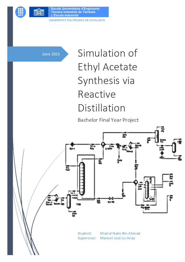 (PDF) Simulation of Ethyl Acetate Synthesis via Reactive Distillation Bachelor Final Year Project