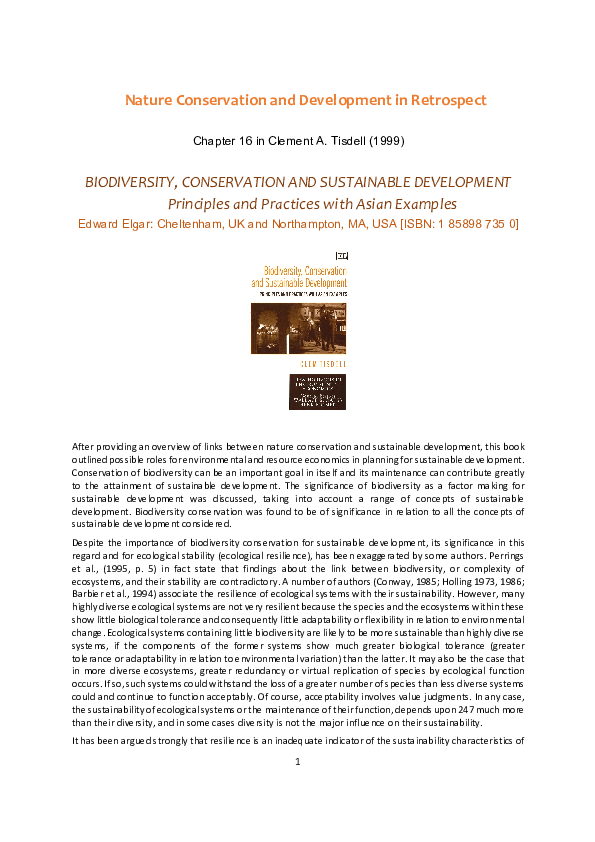 (PDF) Nature Conservation and Development in Retrospect - Summary of ...