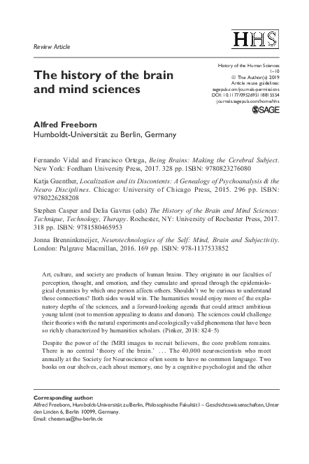 (PDF) The history of the brain and mind sciences.