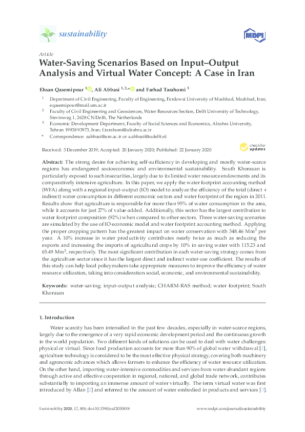 (PDF) Water-Saving Scenarios Based on Input-Output Analysis and Virtual ...