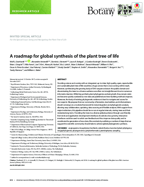 (PDF) A roadmap for global synthesis of the plant tree of life