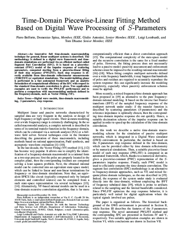 (PDF) Time-Domain Piecewise-Linear Fitting Method Based on Digital Wave Processing of S-Parameters