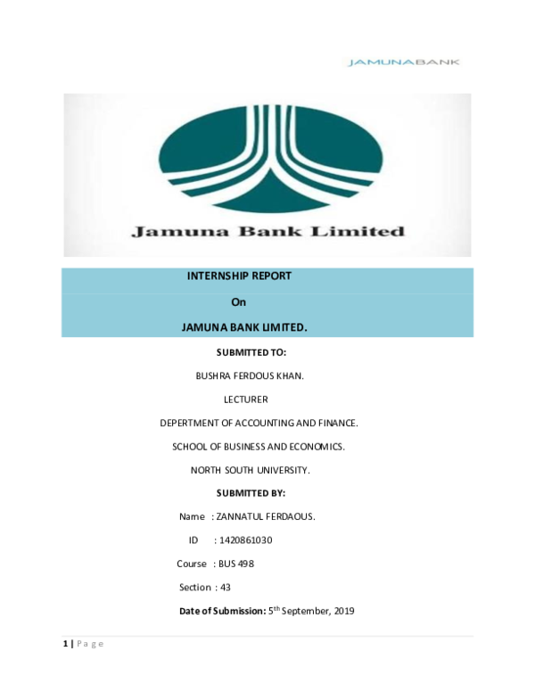 (PDF) INTERNSHIP REPORT On JAMUNA BANK LIMITED. SUBMITTED TO