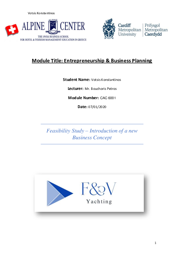 (PDF) Feasibility Study – Introduction of a New Business Concept Assignment