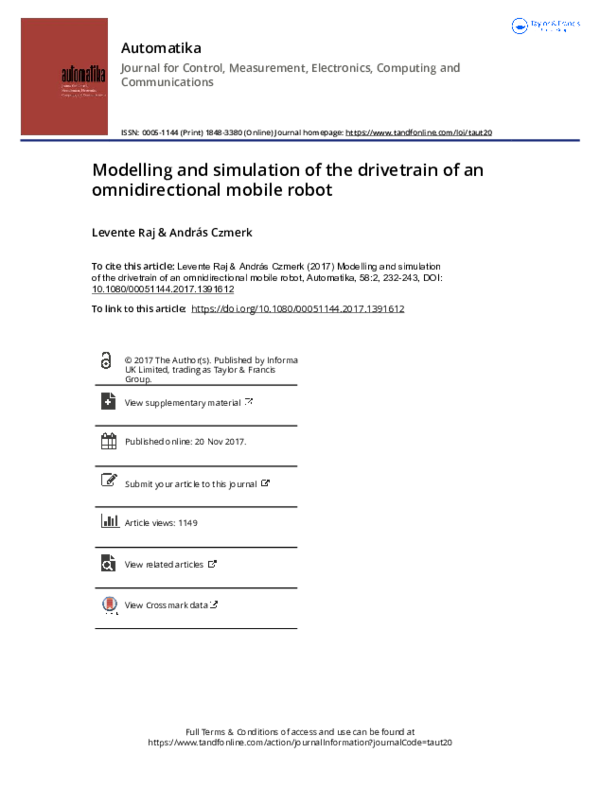 (PDF) Modelling and simulation of the drivetrain of an omnidirectional mobile robot