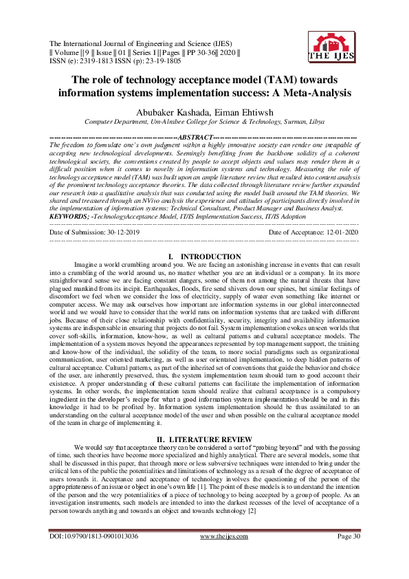 (PDF) The role of technology acceptance model (TAM) towards information ...