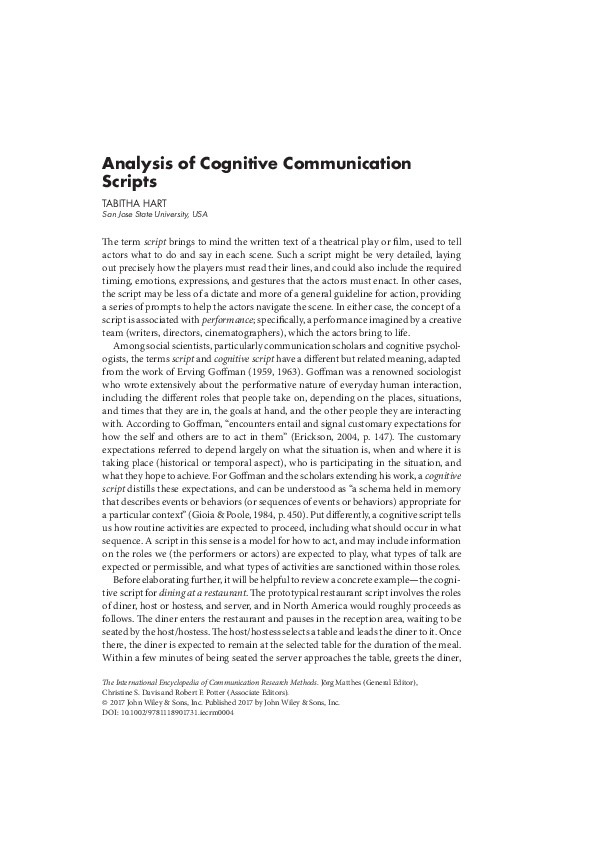 (PDF) Analysis of Cognitive Communication Scripts