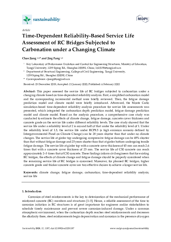 Pdf Time Dependent Reliability Based Service Life Assessment Of Rc Bridges Subjected To